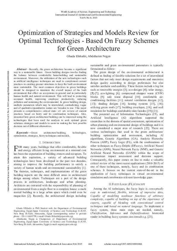 Pdf Optimization Of Strategies And Models Review For Optimal Technologies Based On Fuzzy