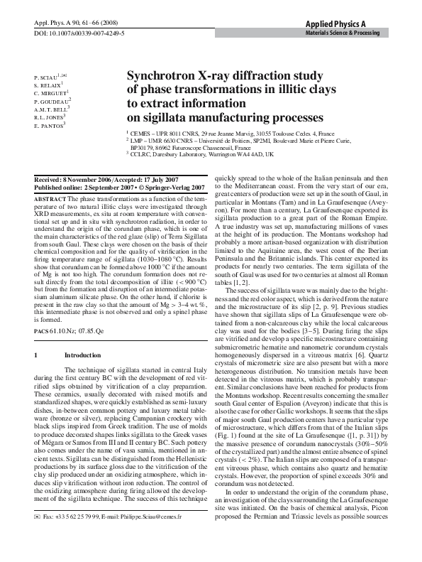 (PDF) Synchrotron X-ray diffraction study of phase transformations in illitic clays to extract ...
