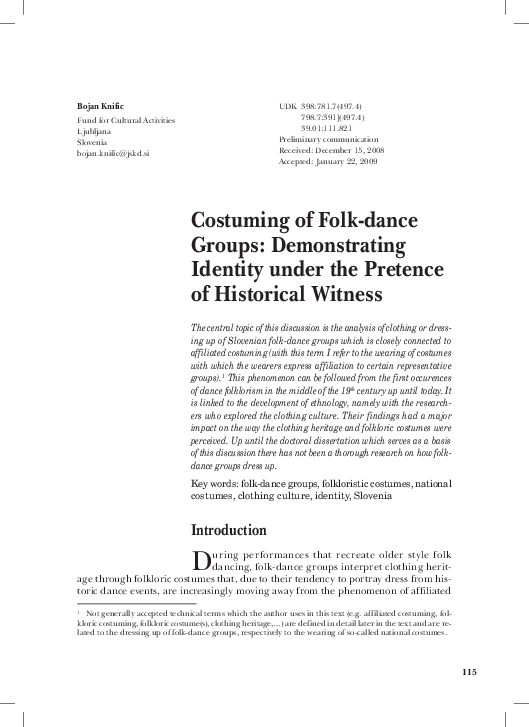 (PDF) Costuming of Folk-dance Groups : Demonstrating Identity under the ...