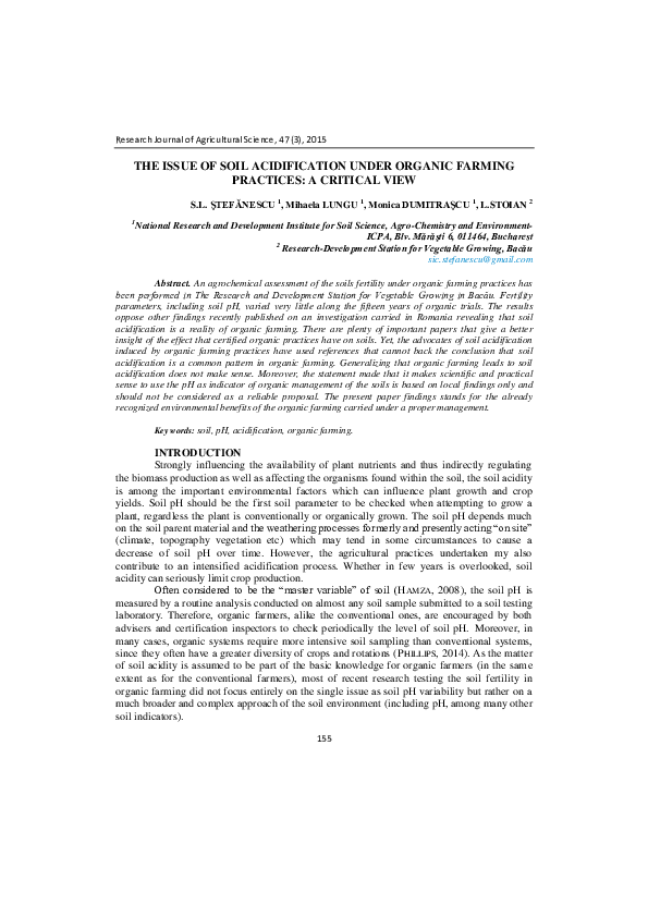 (PDF) The issue of soil acidification under organic farming practices ...