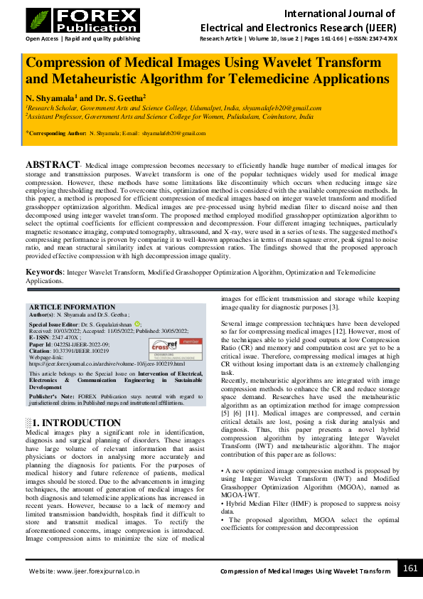 Pdf Compression Of Medical Images Using Wavelet Transform And Metaheuristic Algorithm For 