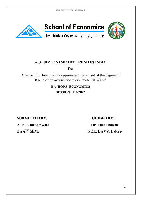 (PDF) Research Paper - Import Trend in India