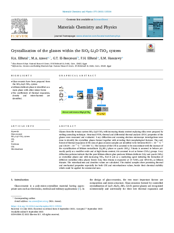 Pdf Crystallization Of The Glasses Within The Sio2 Li2o Tio2 System Mcp