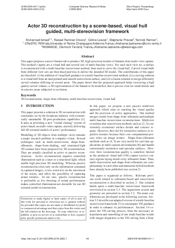 (PDF) Actor 3D reconstruction by a scene-based, visual hull guided, multi-stereovision framework