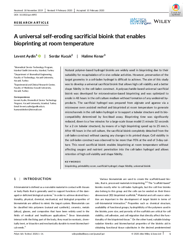 (PDF) A universal self‐eroding sacrificial bioink that enables ...