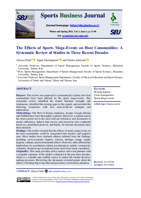 (PDF) The Effects of Sports Mega-Events on Host Communities: A ...