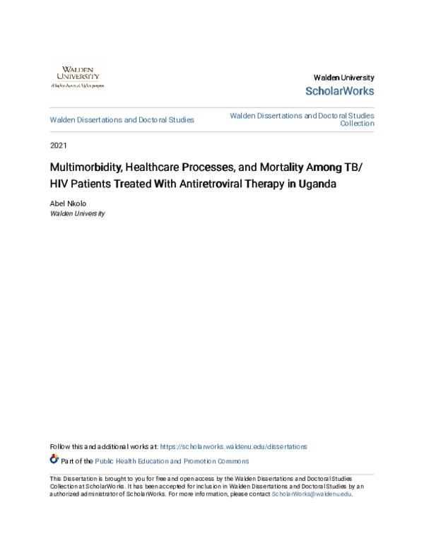 (PDF) Multimorbidity, Healthcare Processes, and Mortality Among TB/HIV Patients Treated With ...