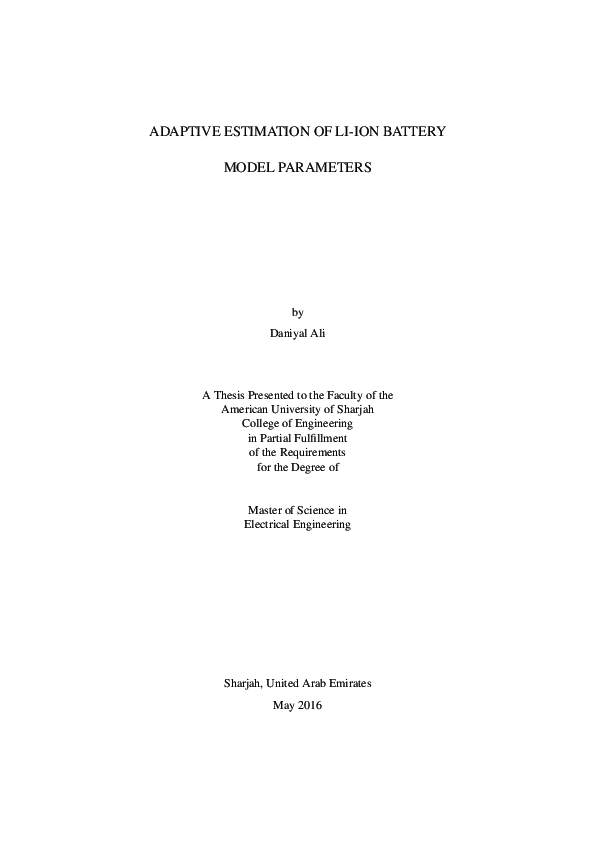Pdf Adaptive Estimation Of Li Ion Battery Model Parameters