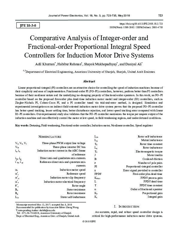 Pdf Comparative Analysis Of Integer Order And Fractional Order