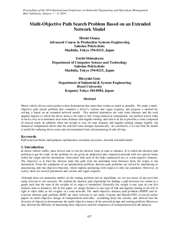 (PDF) Multi-Objective Path Search Problem Based on an Extended Network Model