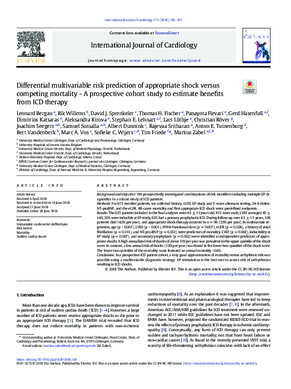 (PDF) Differential multivariable risk prediction of appropriate shock ...