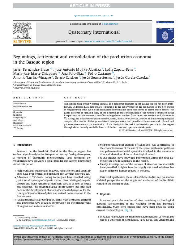 (PDF) Beginnings, settlement and consolidation of the production ...