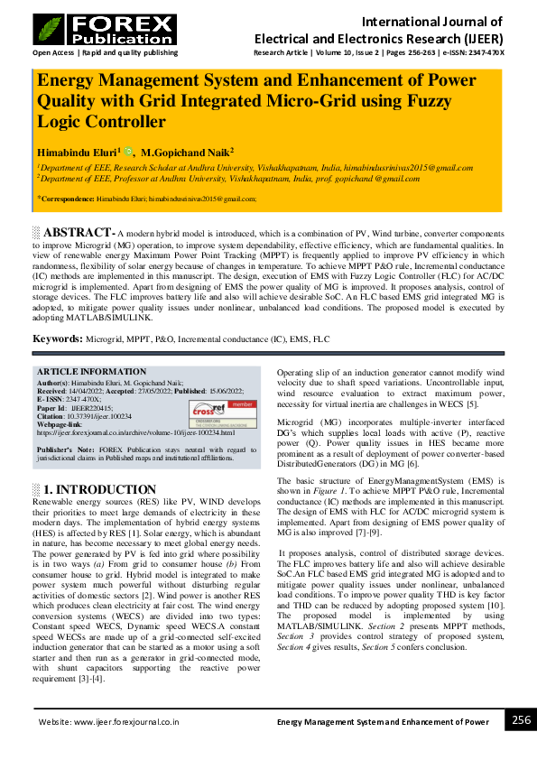 (PDF) Energy Management System and Enhancement of Power Quality with Grid Integrated Micro-Grid ...