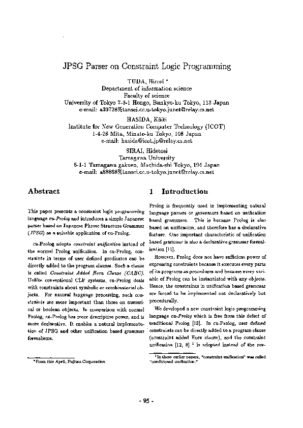 (PDF) JPSG parser on constraint logic programming | Hidetosi Sirai - Academia.edu