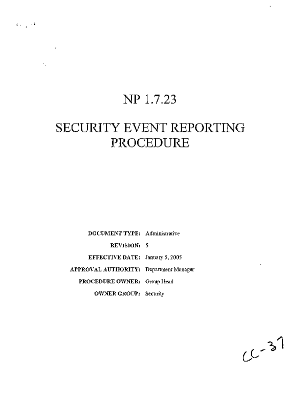 (PDF) Security Event Reporting Procedure | owner group - Academia.edu