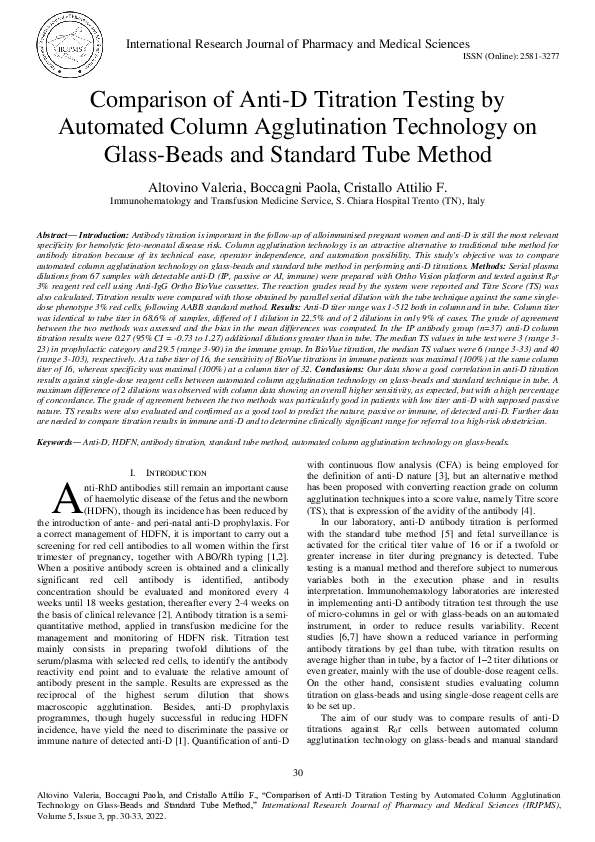 (PDF) Comparison of Anti-D Titration Testing by Automated Column ...