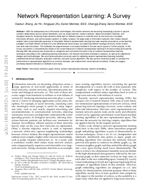(PDF) Network Representation Learning: A Survey