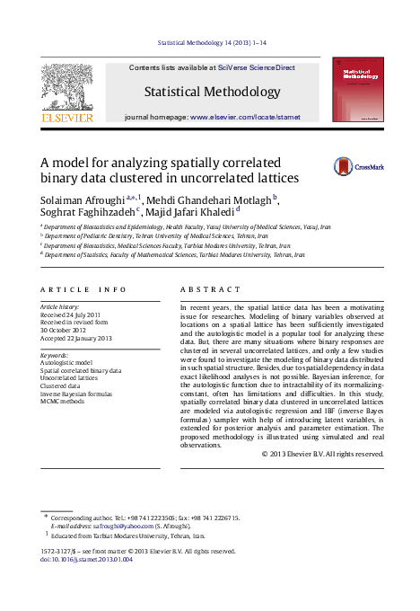 (PDF) A model for analyzing spatially correlated binary data clustered in uncorrelated lattices