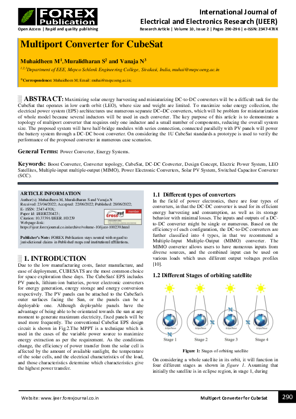 (PDF) Multiport Converter for CubeSat