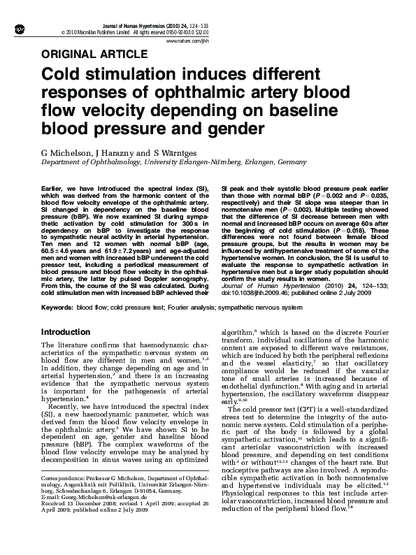(PDF) Cold stimulation induces different responses of ophthalmic artery ...