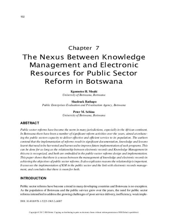 (PDF) The Nexus Between Knowledge Management and Electronic Resources ...