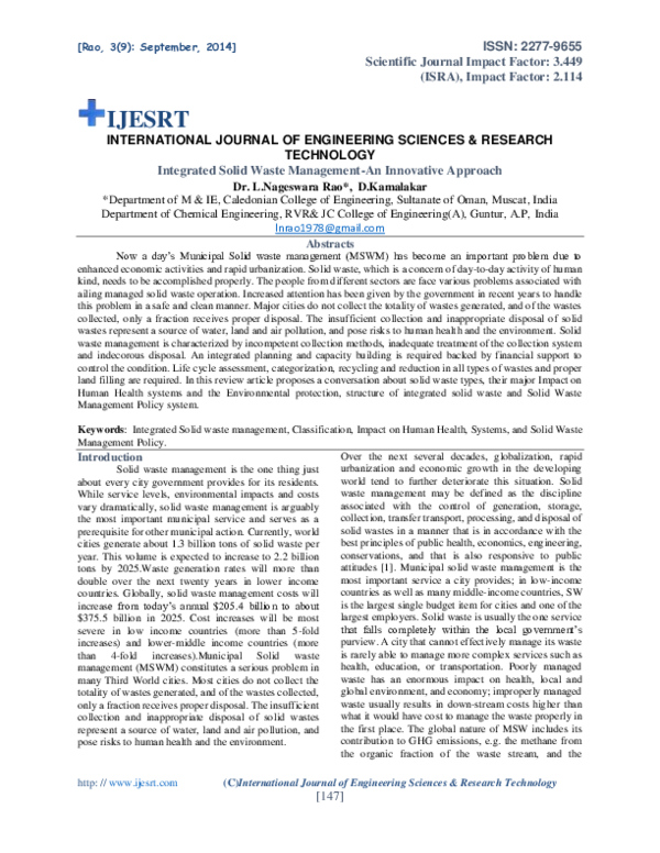 (PDF) IJESRT INTERNATIONAL JOURNAL OF ENGINEERING SCIENCES & RESEARCH ...
