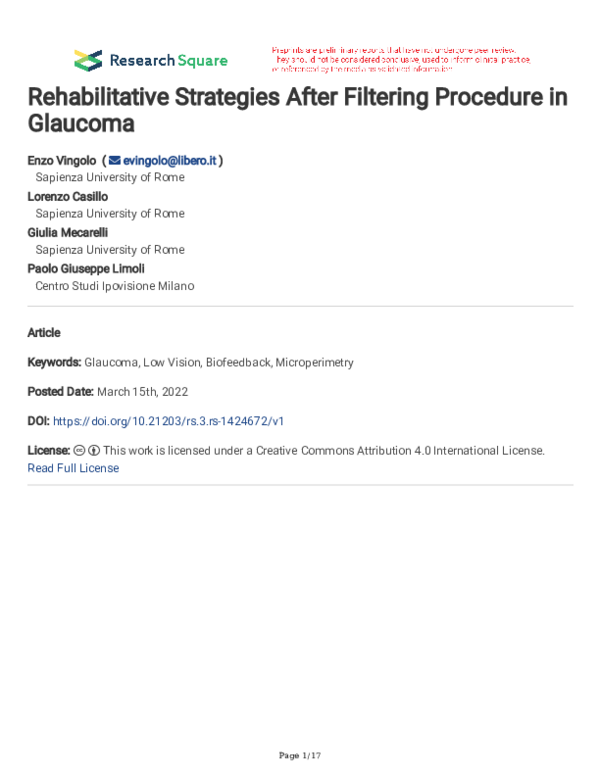 (PDF) Rehabilitative Strategies After Filtering Procedure in Glaucoma