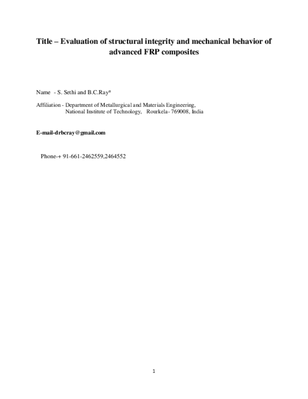 (PDF) Evaluation of structural integrity and mechanical behavior of ...