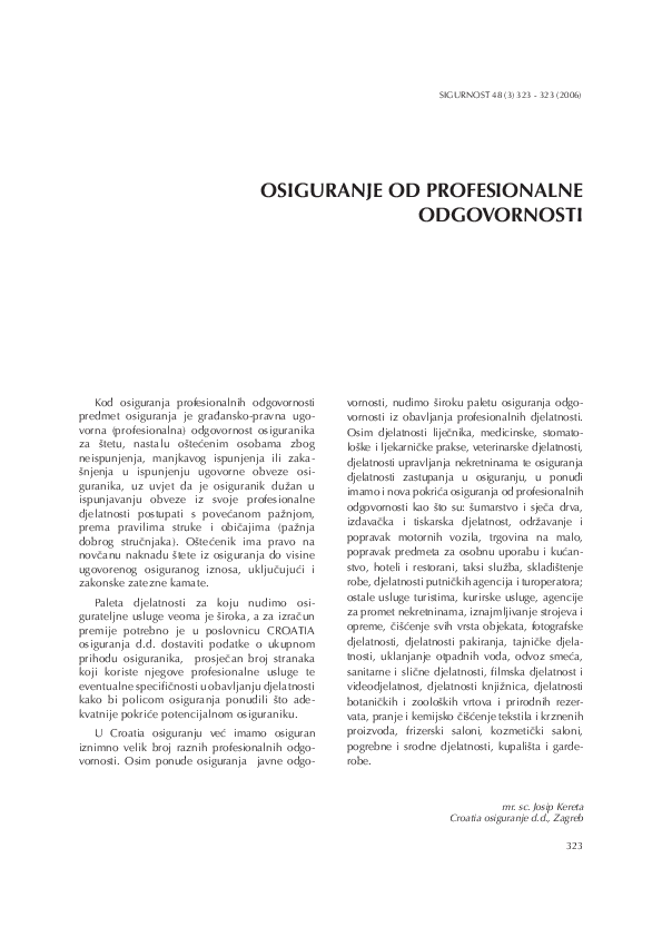 (PDF) Osiguranje Od Profesionalne Odgovornosti