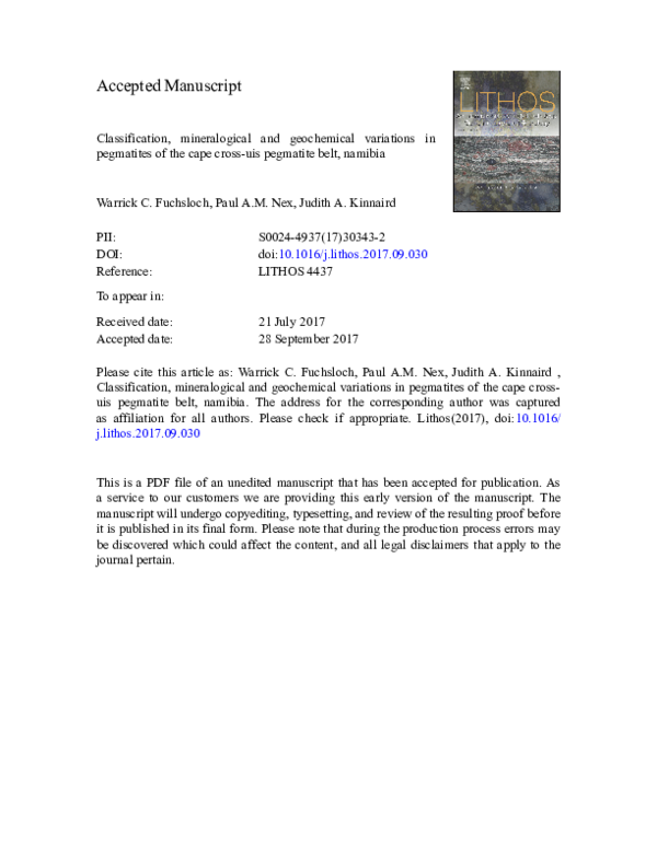 (PDF) Classification, mineralogical and geochemical variations in ...
