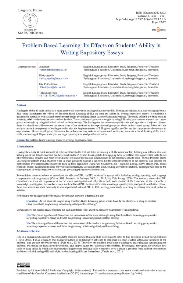 (PDF) Problem-Based Learning: Its Effects on Students’ Ability in ...