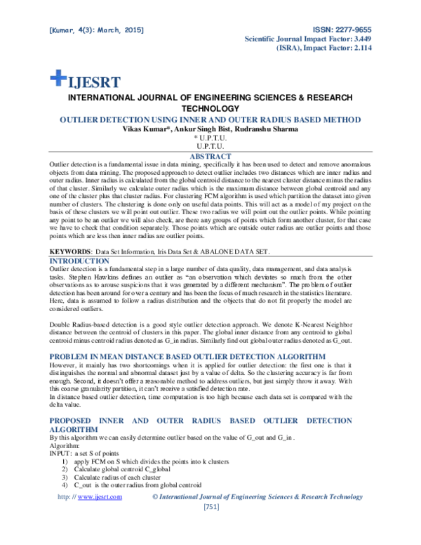 Pdf Technology Outlier Detection Using Inner And Outer Radius Based