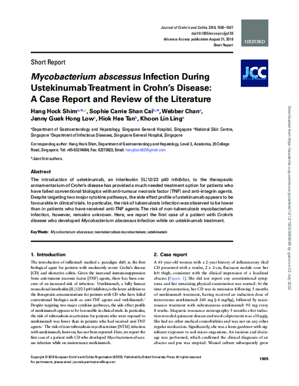 (PDF) Mycobacterium abscessus Infection During Ustekinumab Treatment in ...