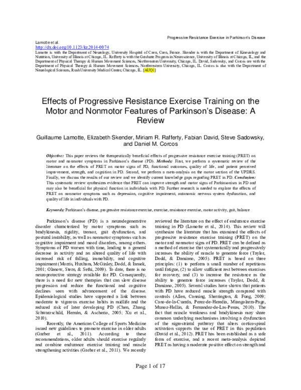 (PDF) Effects of Progressive Resistance Exercise Training on the Motor ...