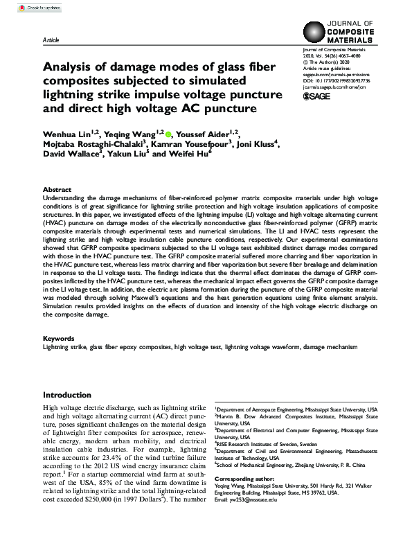 (PDF) Analysis of damage modes of glass fiber composites subjected to ...