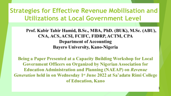 (PPT) Strategies for effective Revenue Mobilisation and Utilisation at ...