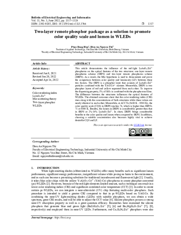 Pdf Two Layer Remote Phosphor Package As A Solution To Promote Color Quality Scale And Lumen