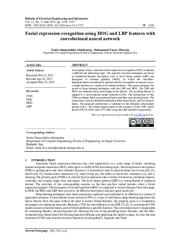 Pdf Facial Expression Recognition Using Hog And Lbp Features With Convolutional Neural Network