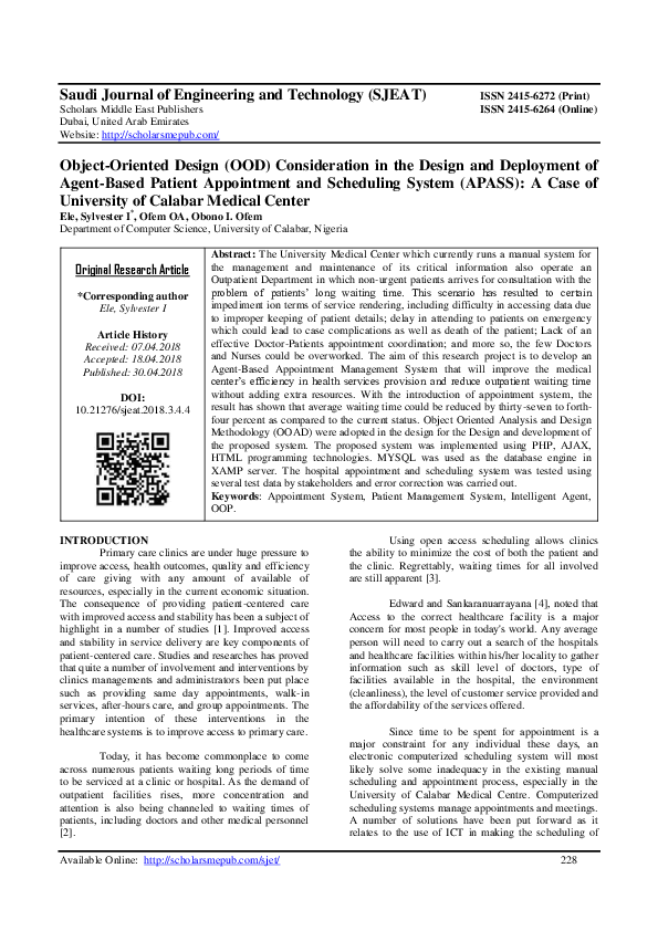 (PDF) Object-Oriented Design (OOD) Consideration in the Design and Deployment of Agent-Based ...