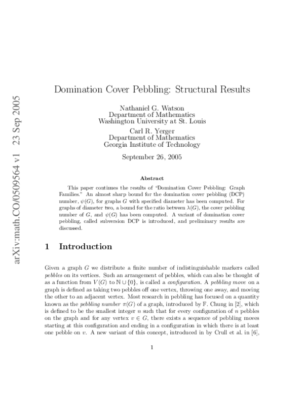 (PDF) Domination Cover Pebbling: Structural Results