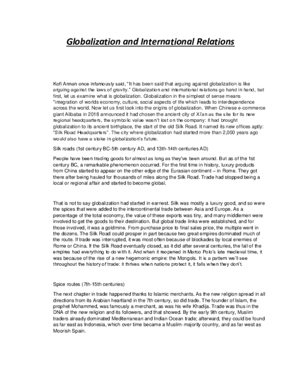 (PDF) Globalization and International Relations