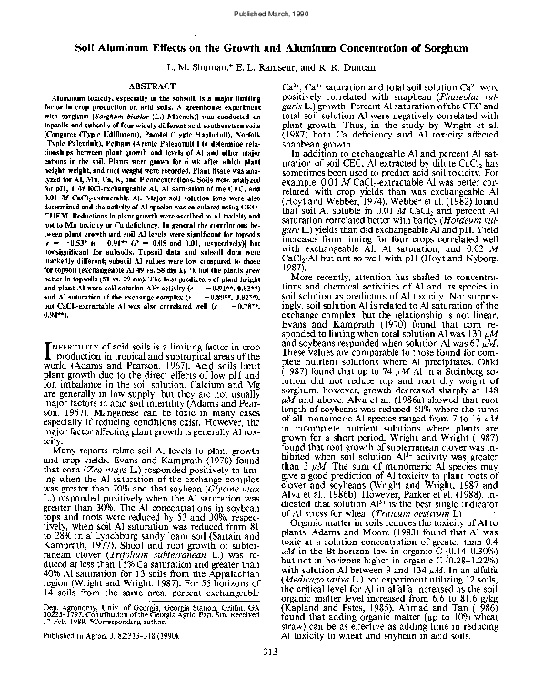 (PDF) Soil Aluminum Effects on the Growth and Aluminum Concentration of ...