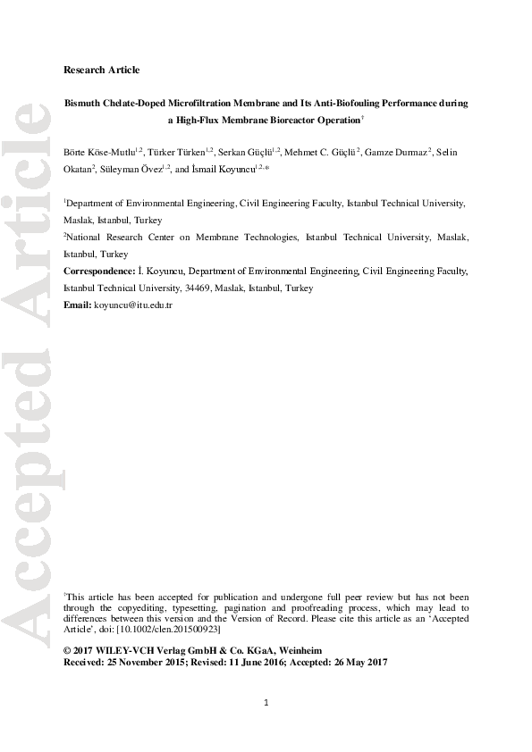 (PDF) Bismuth Chelate-Doped Microfiltration Membrane and Its Anti ...