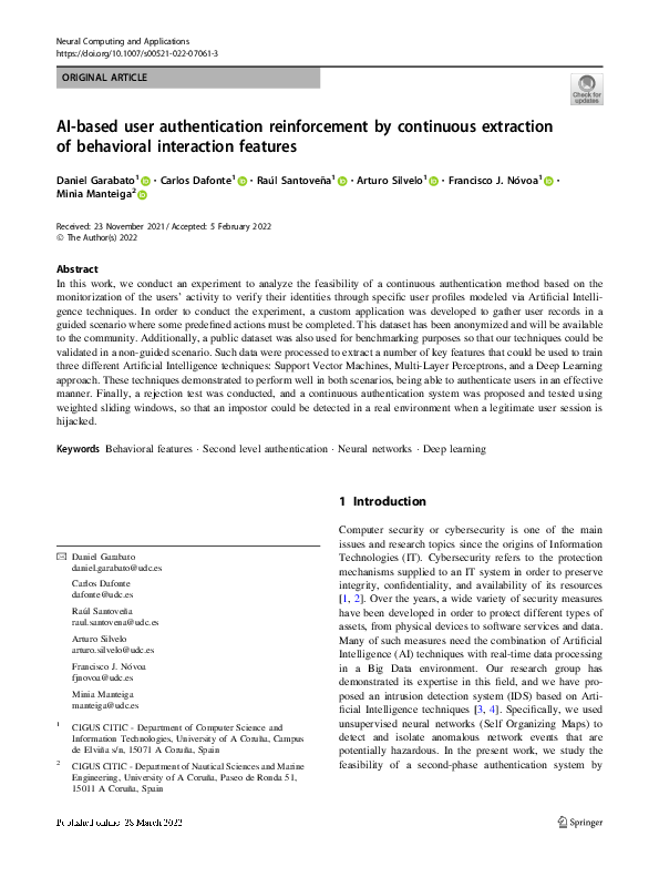 (PDF) AI-based user authentication reinforcement by continuous extraction of behavioral ...