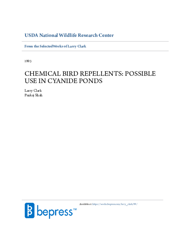 (PDF) Chemical Bird Repellents: Possible Use in Cyanide Ponds | Pankaj ...