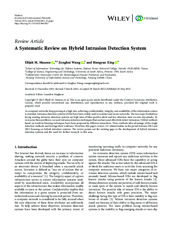 (PDF) A Systematic Review on Hybrid Intrusion Detection System