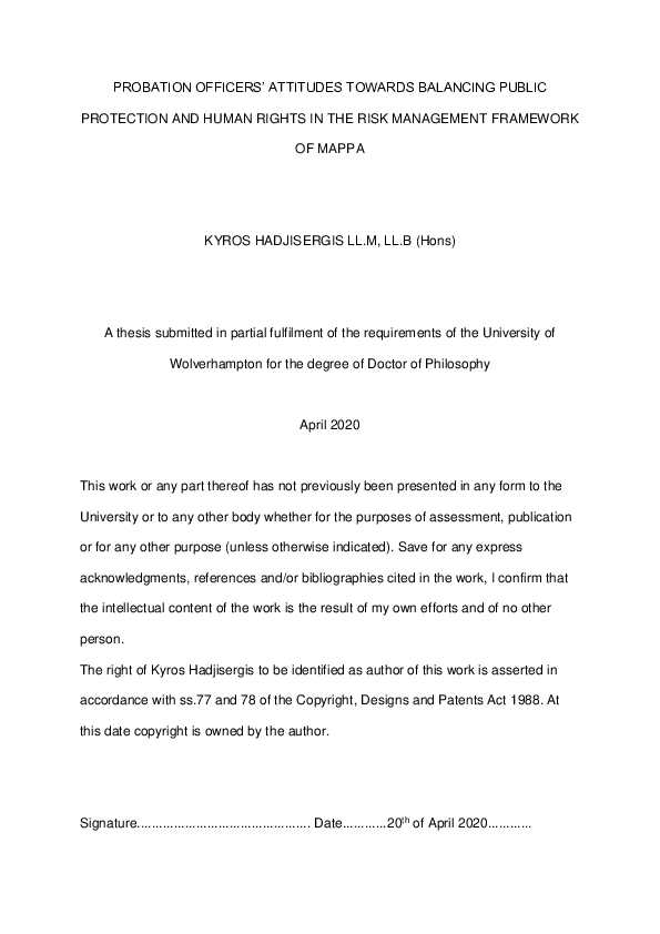 (PDF) Probation Officers Attitudes Towards Balancing Public Protection ...