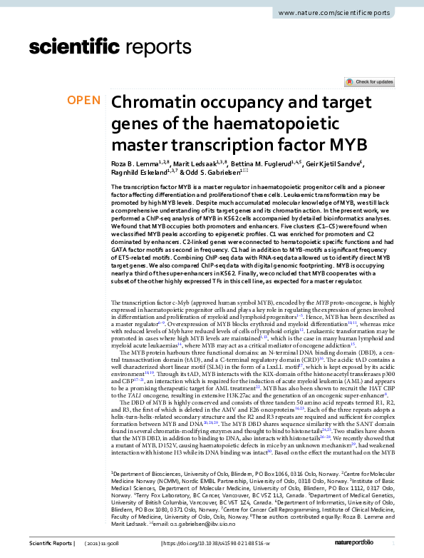 (PDF) Chromatin occupancy and target genes of the haematopoietic master ...