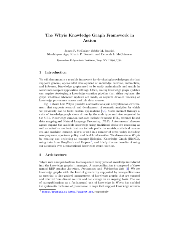 (PDF) The Whyis Knowledge Graph Framework in Action