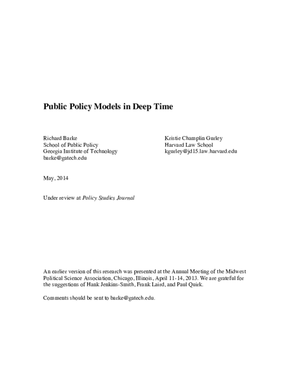 (PDF) Public Policy Models in Deep Time